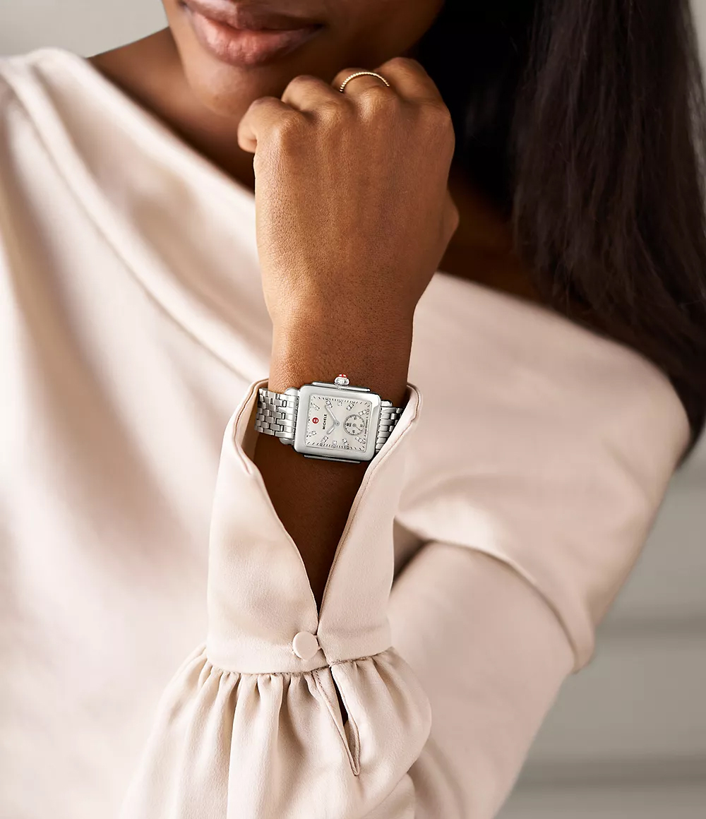 Deco Mid Stainless Diamond Dial Watch, 29mm